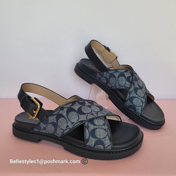 Coach | Shoes | Coach Fraser Sandal In Signature Jacquard Chambray ...